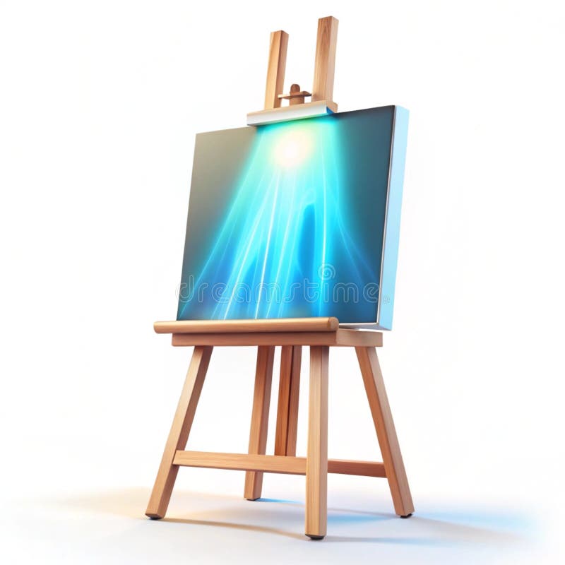 Levitating Glowing Easel with Animated Paint Canvas Stock Illustration ...