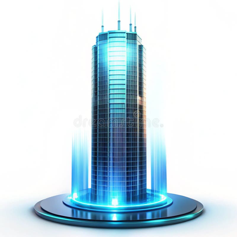 Levitating Glowing Futuristic Skyscraper with Animated Light Pulse ...