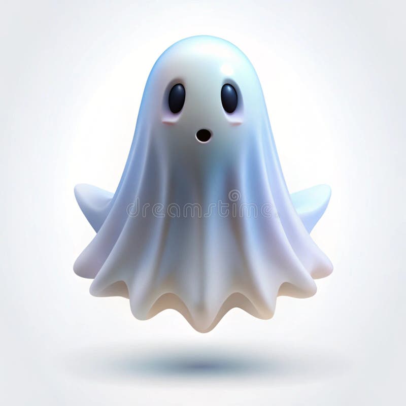 Levitating Glowing Ghost Character with Transparent Features Stock ...