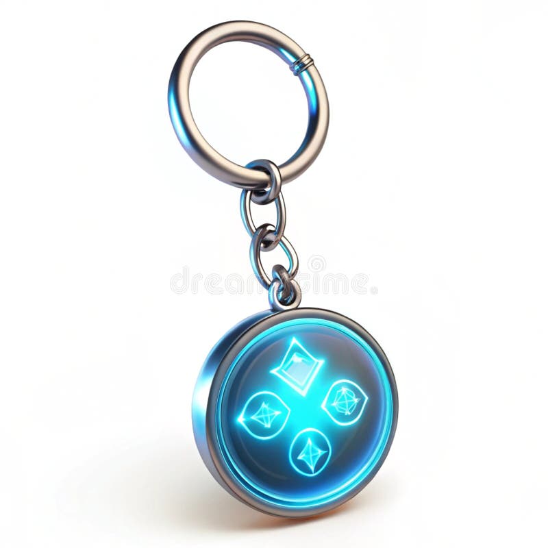Levitating Glowing Keychain with Floating Symbols Stock Illustration ...