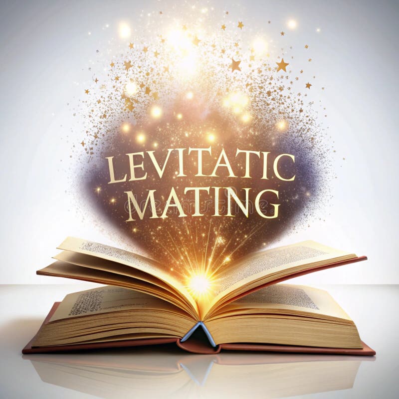 Levitating Glowing Magic Book with Floating Words Stock Illustration ...
