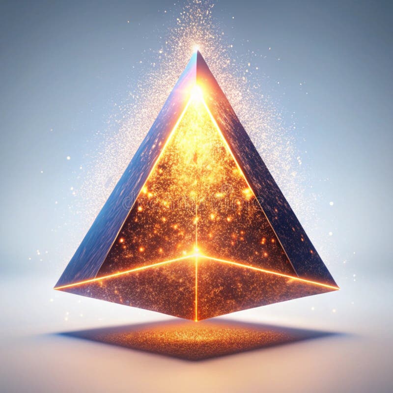 Levitating Glowing Pyramid with Floating Animated Particles Stock ...