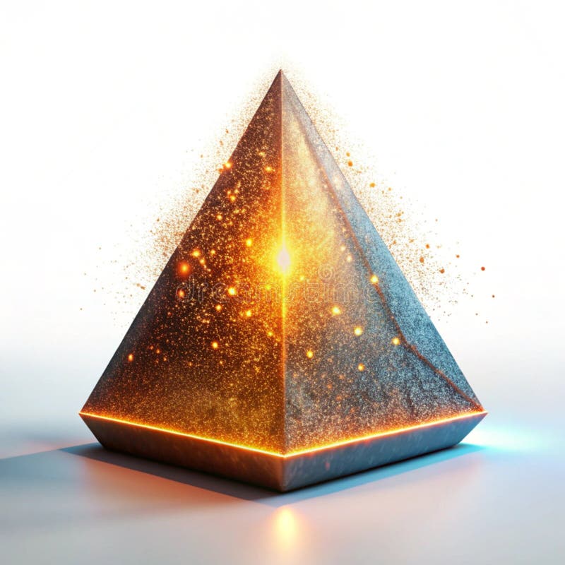 Levitating Glowing Pyramid with Floating Animated Particles Stock ...