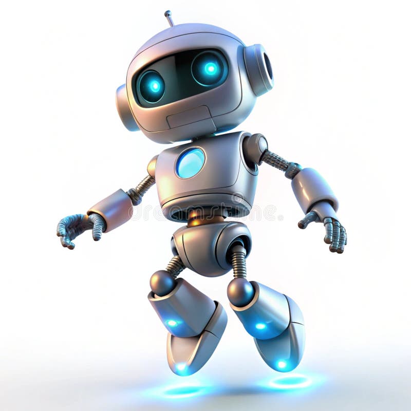 Levitating Glowing Robot with Animated Movement Stock Illustration ...