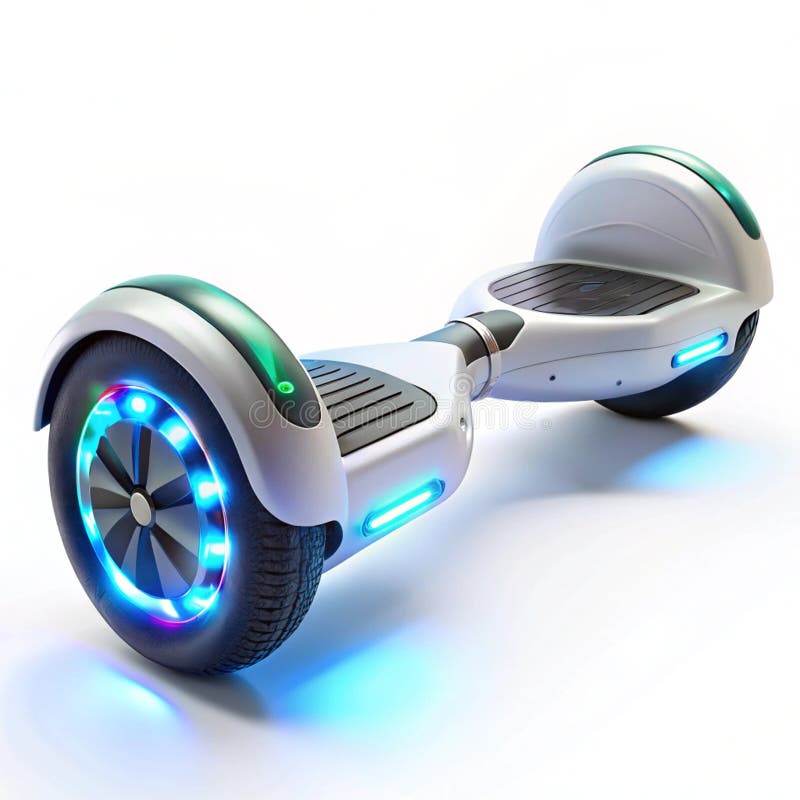 Levitating Glowing Scooter with Floating Wheels Stock Illustration ...