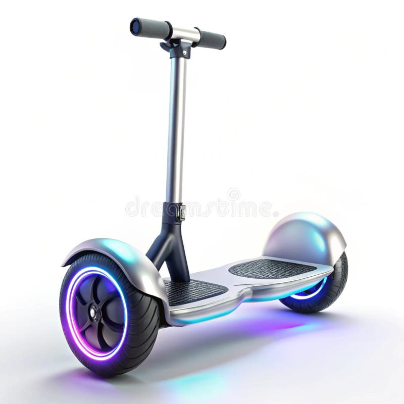 Levitating Glowing Scooter with Floating Wheels Stock Illustration ...