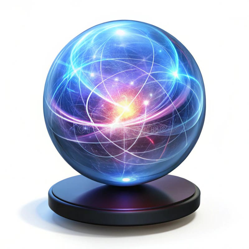 Levitating Glowing Sphere with Rotating Energy Field Stock Illustration ...