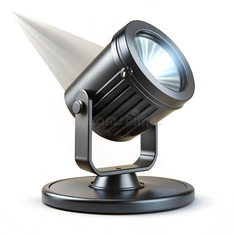 Levitating Glowing Spotlight with Rotating Beam Stock Illustration ...