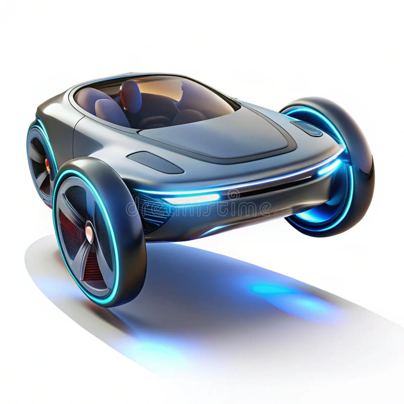 Levitating Hover Car with Futuristic Glowing Wheels Stock Illustration ...