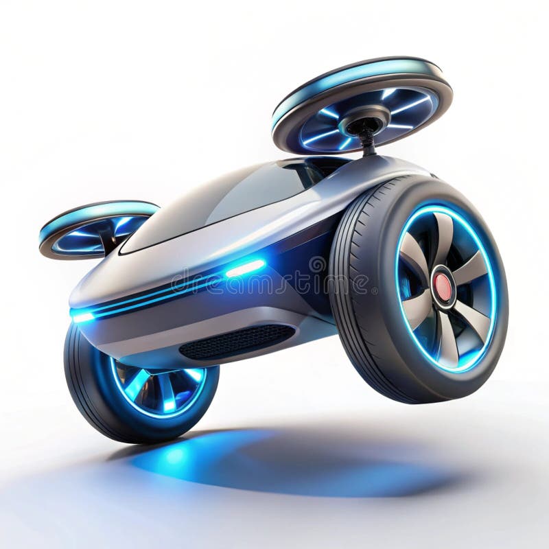 Levitating Hover Car with Futuristic Glowing Wheels Stock Illustration ...