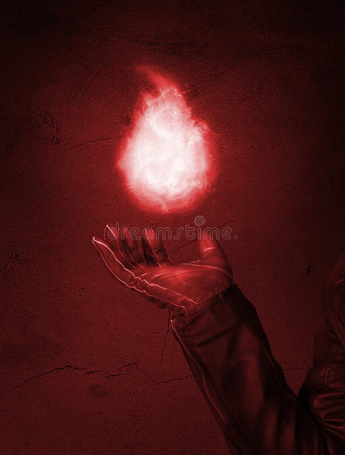 Levitating Magic Fire Flame on a Special Glove Stock Photo - Image of ...