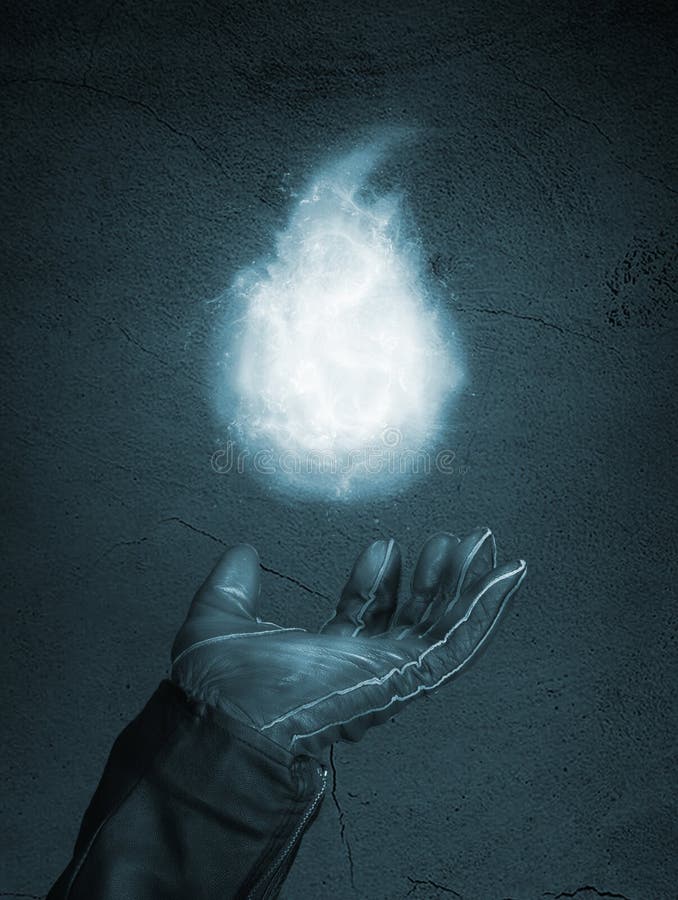 Levitating Magic Fire Flame on a Special Glove Stock Photo - Image of ...