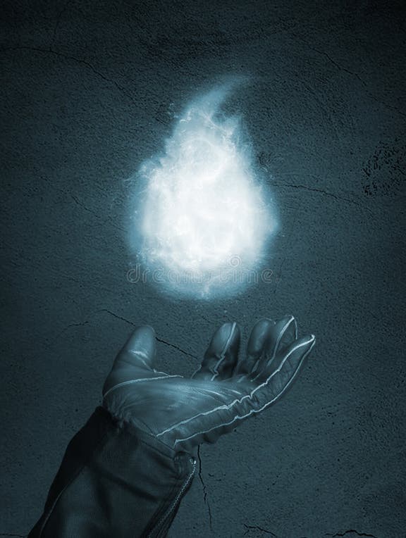 Levitating Magic Fire Flame on a Special Glove Stock Photo - Image of ...