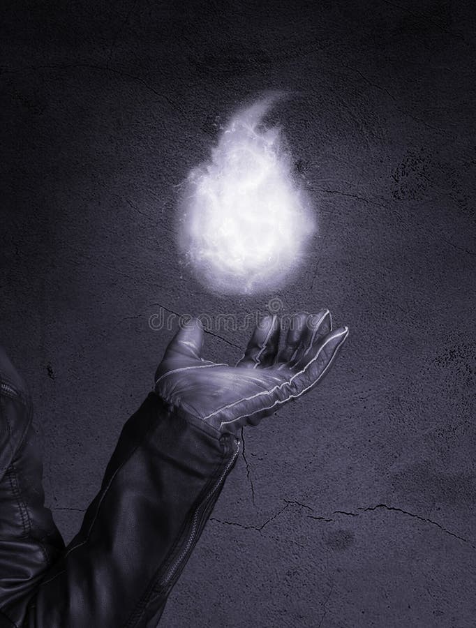 Levitating Magic Fire Flame on a Special Glove Stock Photo - Image of ...