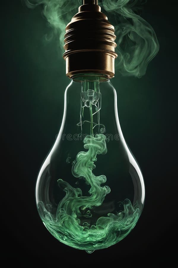 Levitating Magic: a Light Bulb with Green Smoke Floating Mid-Air Stock ...