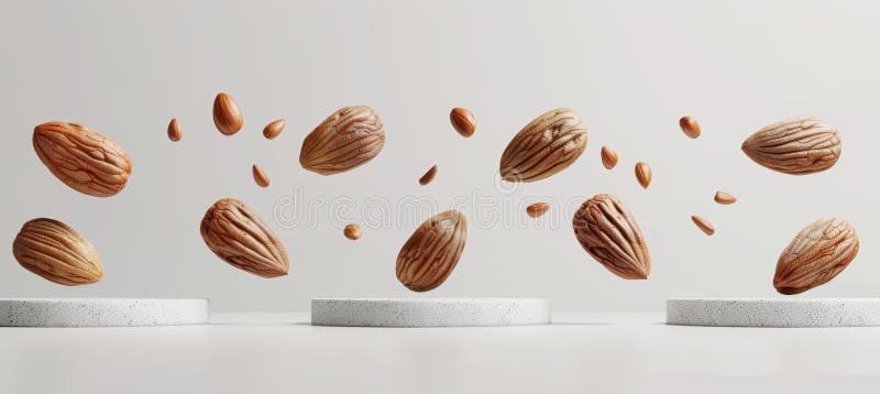 Levitating Nuts in Motion, Falling on White Background for Mesmerizing ...