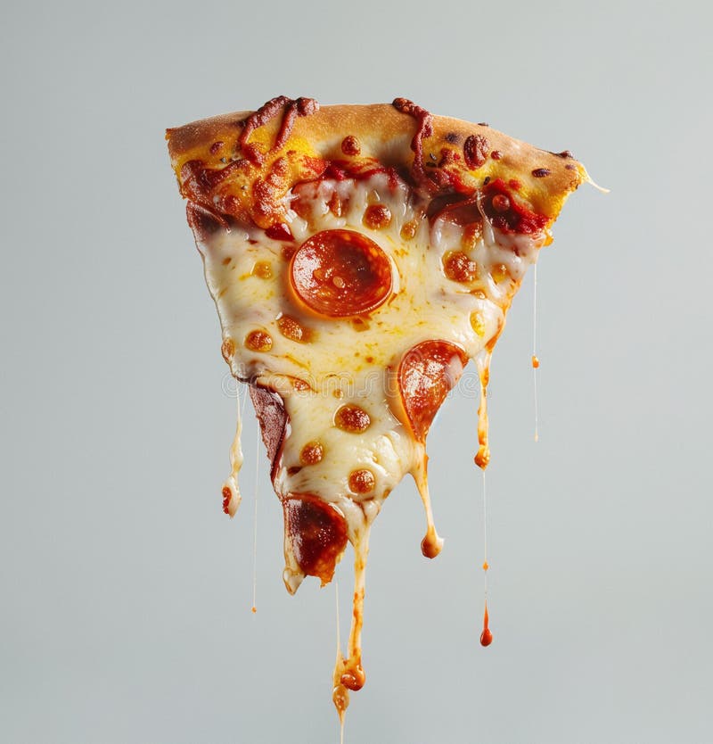 Levitating Pizza Slice with Pepperoni and Cheese, AI Generated. Stock ...