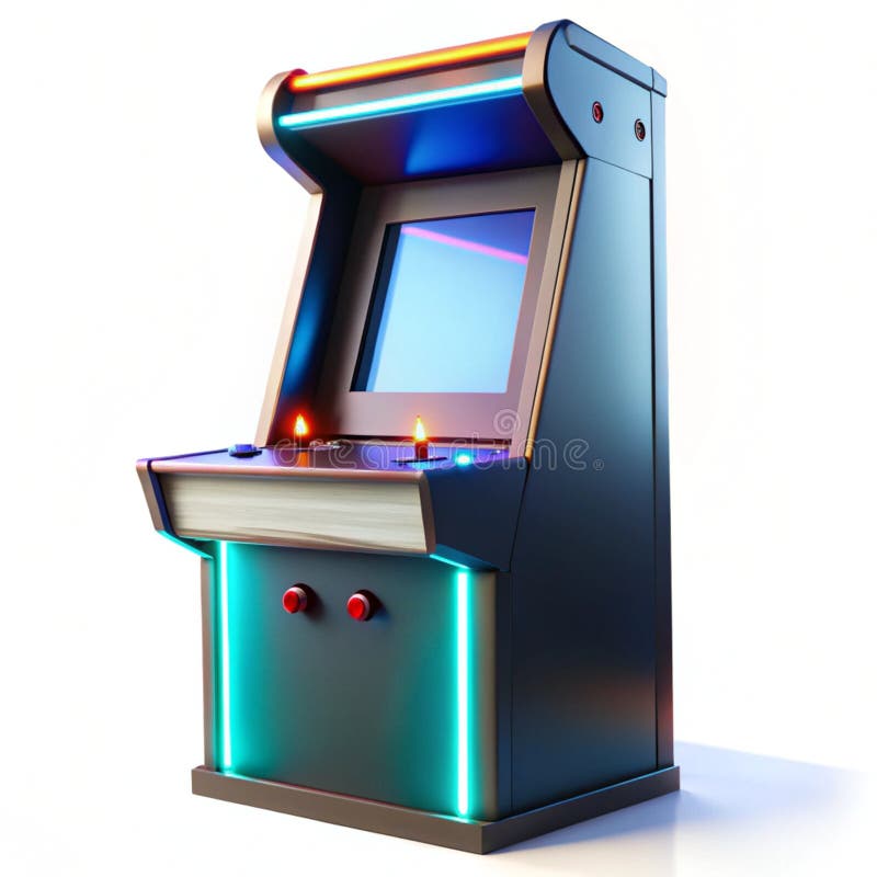 Levitating Retro Arcade Machine with Glowing Interface Stock ...