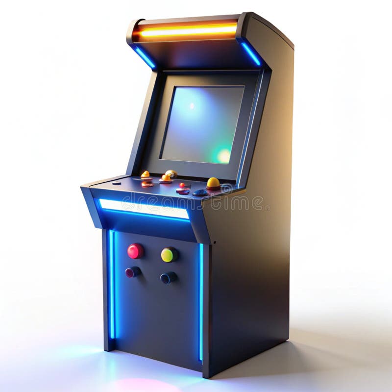Levitating Retro Arcade Machine with Glowing Interface Stock ...