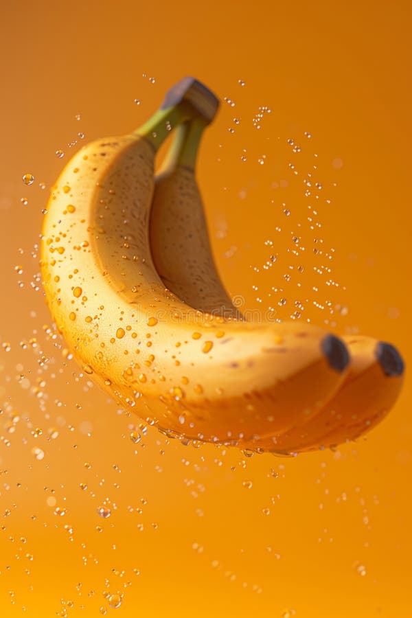 Floating Banana with Water Spray, AI Generated Stock Illustration ...