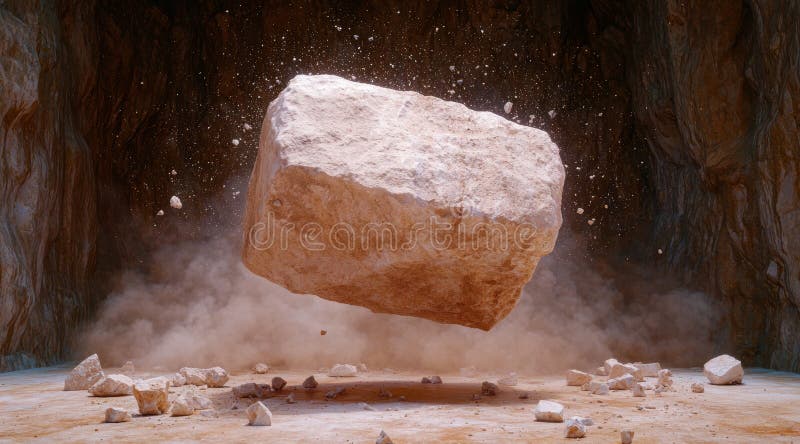 Levitating Rock in Snowy Cave Stock Illustration - Illustration of ...