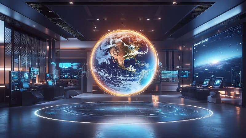 Levitating Sphere Displaying Real Time Earth Visualization in High Tech ...