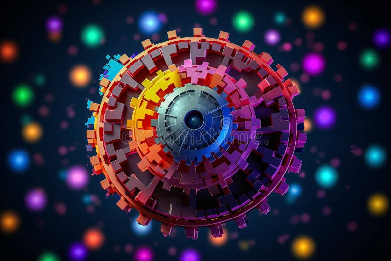 Levitating Sphere of Interlocking AI Gears on a Vibrant Gradient ...