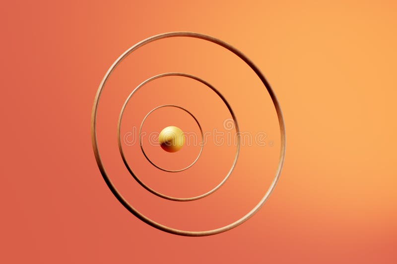 A Levitating Sphere Passing through the Circles. Abstract 3D Art ...