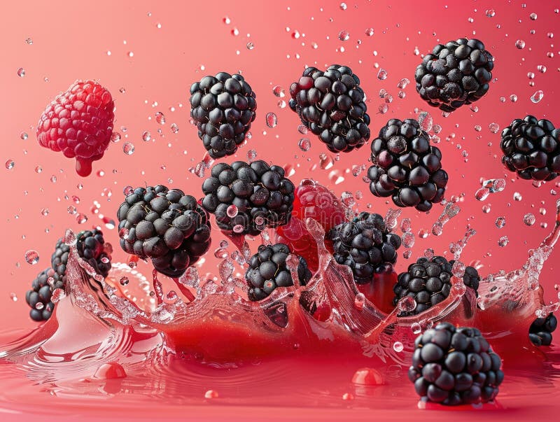 Levitating and Splashing Raspberry Clusters Separated Stock Photo ...