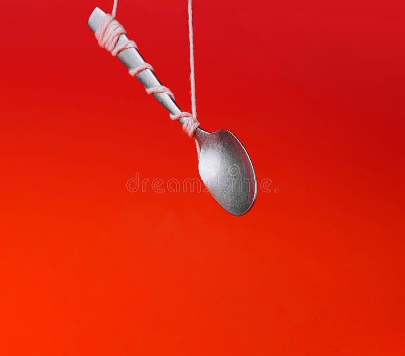 Levitating Spoon on Red Background Stock Image - Image of kitchen, life ...