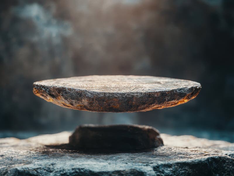 Levitating Stone Disc in Mystic Environment Stock Illustration ...