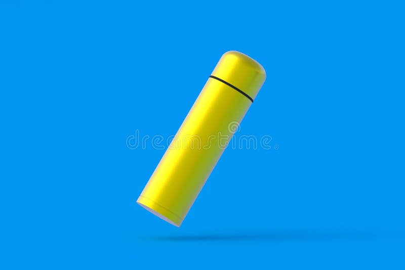 Levitating Thermos on Blue Background Stock Illustration - Illustration ...