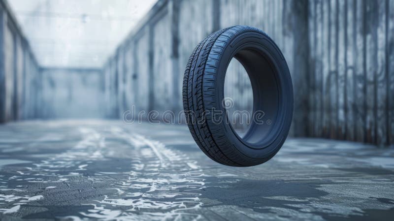 The Floating Car Tire. AI Generated Stock Photo - Image of environment ...