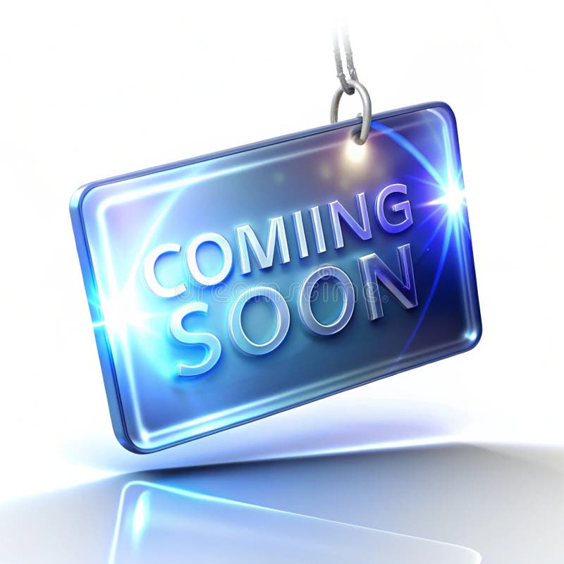 Levitating Transparent Coming Soon Tag Isolated on White Stock ...