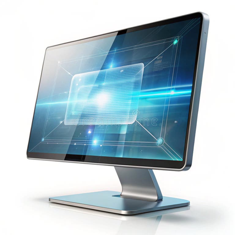 Levitating Transparent Computer Screen Displaying Futuristic UI ...