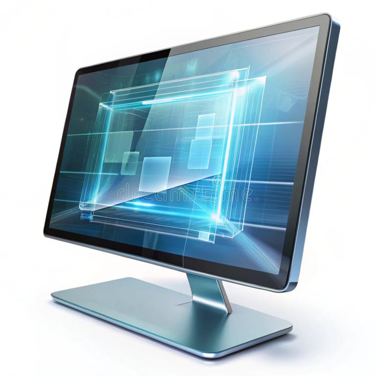 Levitating Transparent Computer Screen Displaying Futuristic UI ...