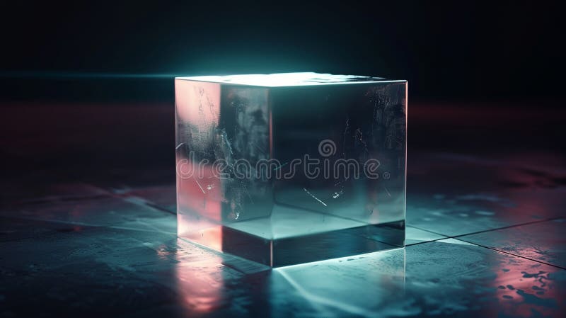 A Levitating Transparent Cube Featuring Hyper-detailed Reflections ...