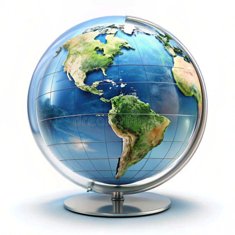 Levitating Transparent Digital Globe with Rotating Countries Stock ...