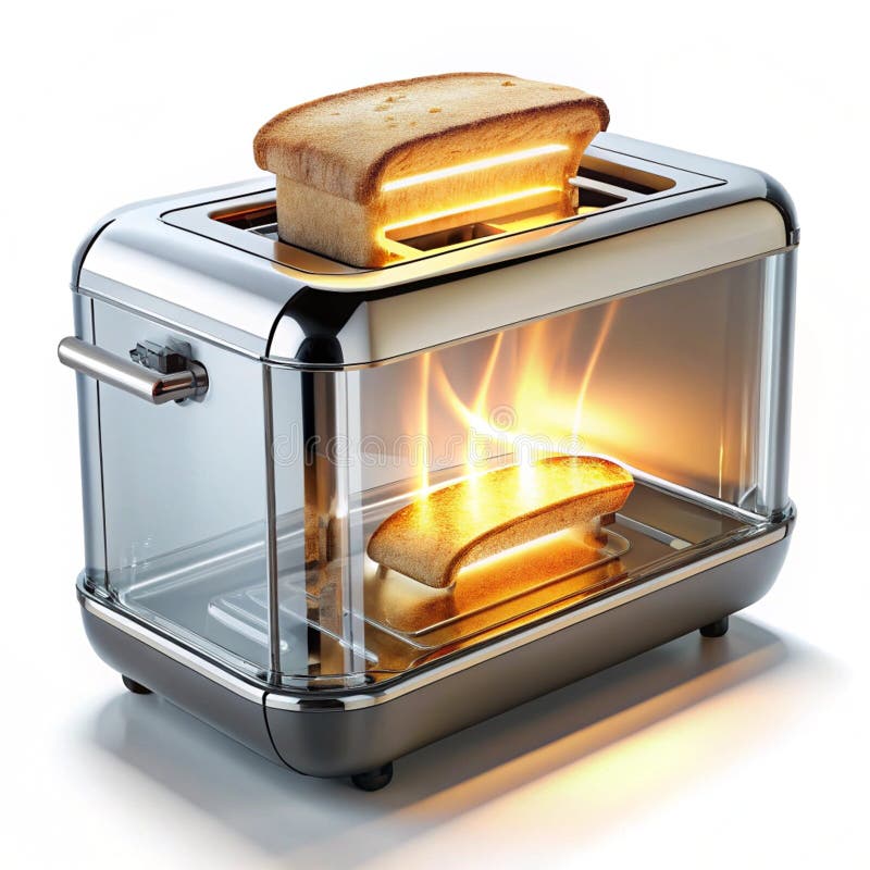 Levitating Transparent Toaster with Glowing Elements Stock Illustration ...