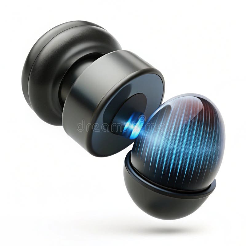 Levitating Wireless Earbud with Soundwave Effect Stock Illustration ...