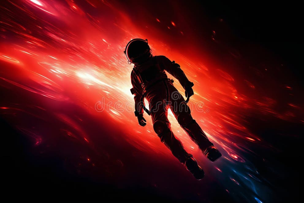 Levitation of Astronaut in Outer Space, Light Effects, Stars and Galaxy ...