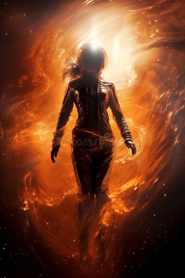 Levitation of a Woman in Outer Space, in the Rays of Light Effects ...