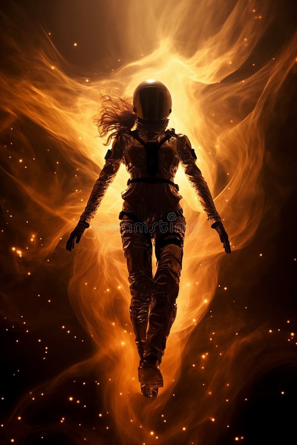 Levitation of a Woman in Outer Space, in the Rays of Light Effects ...