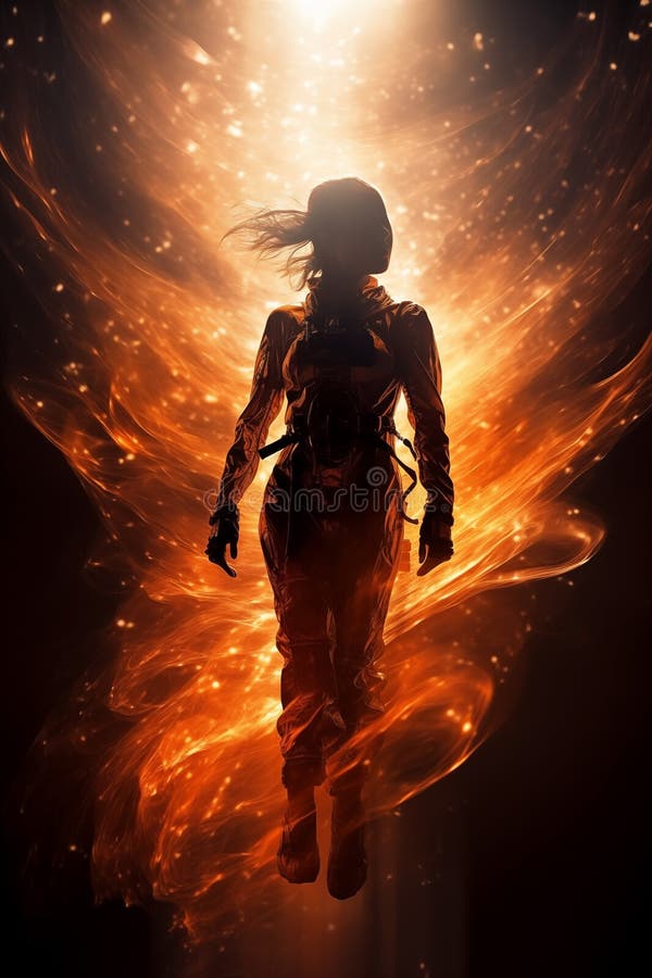 Levitation of a Woman in Outer Space, in the Rays of Light Effects ...