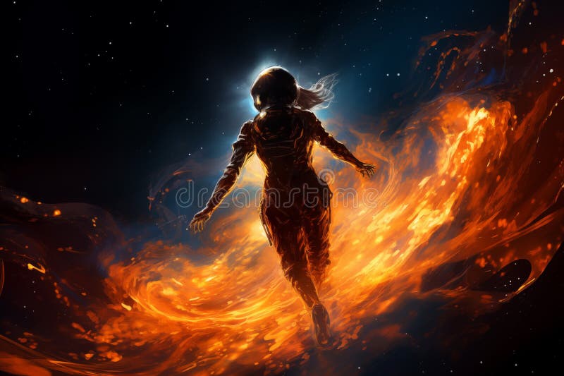 Levitation of a Woman in Outer Space, in the Rays of Light Effects ...