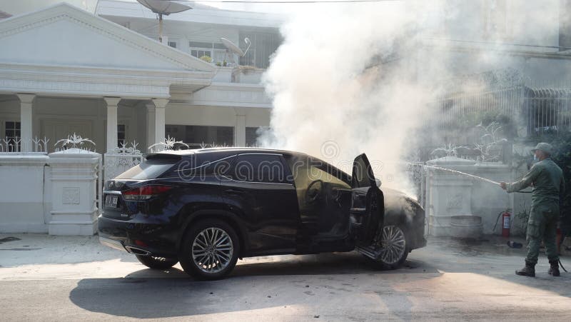 A Lexus car caught fire editorial image. Image of horizontal - 287628945