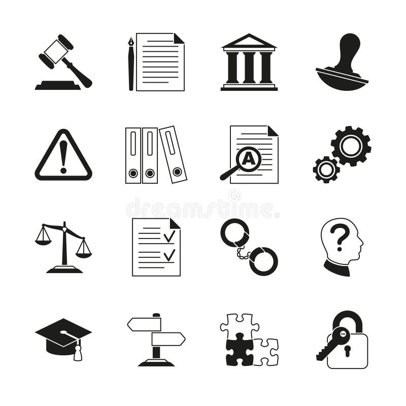 Justicia e iconos legales ilustración del vector. Ilustración de vector ...
