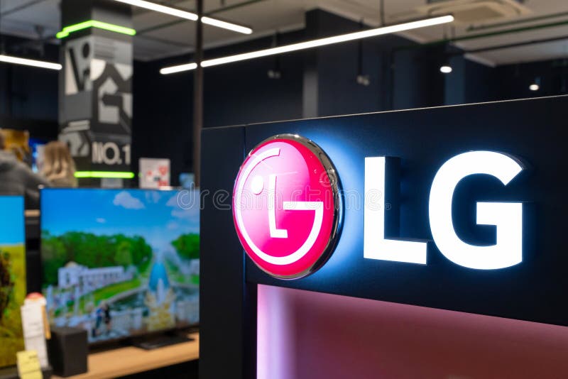 LG Electronics Logo Inside Electronic Store. Minsk, Belarus - November ...