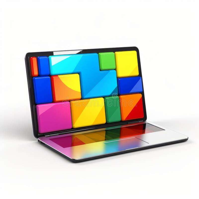 Innovative Computer Laptop with Chromatic Sculptural Design Stock ...