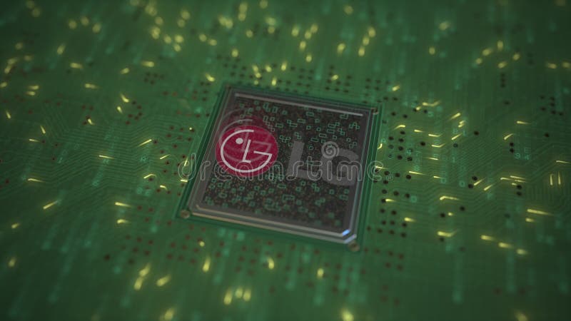 LG Logo on the Chip on Computer Board. Conceptual Editorial 3d ...